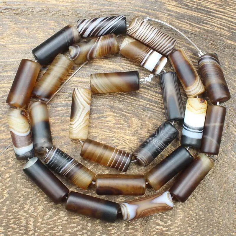 Бусины из агата Ботсваны Laerf Beads, черные полоски, 6-30 мм Коричневый, Frostcoffe6x16m24pcs