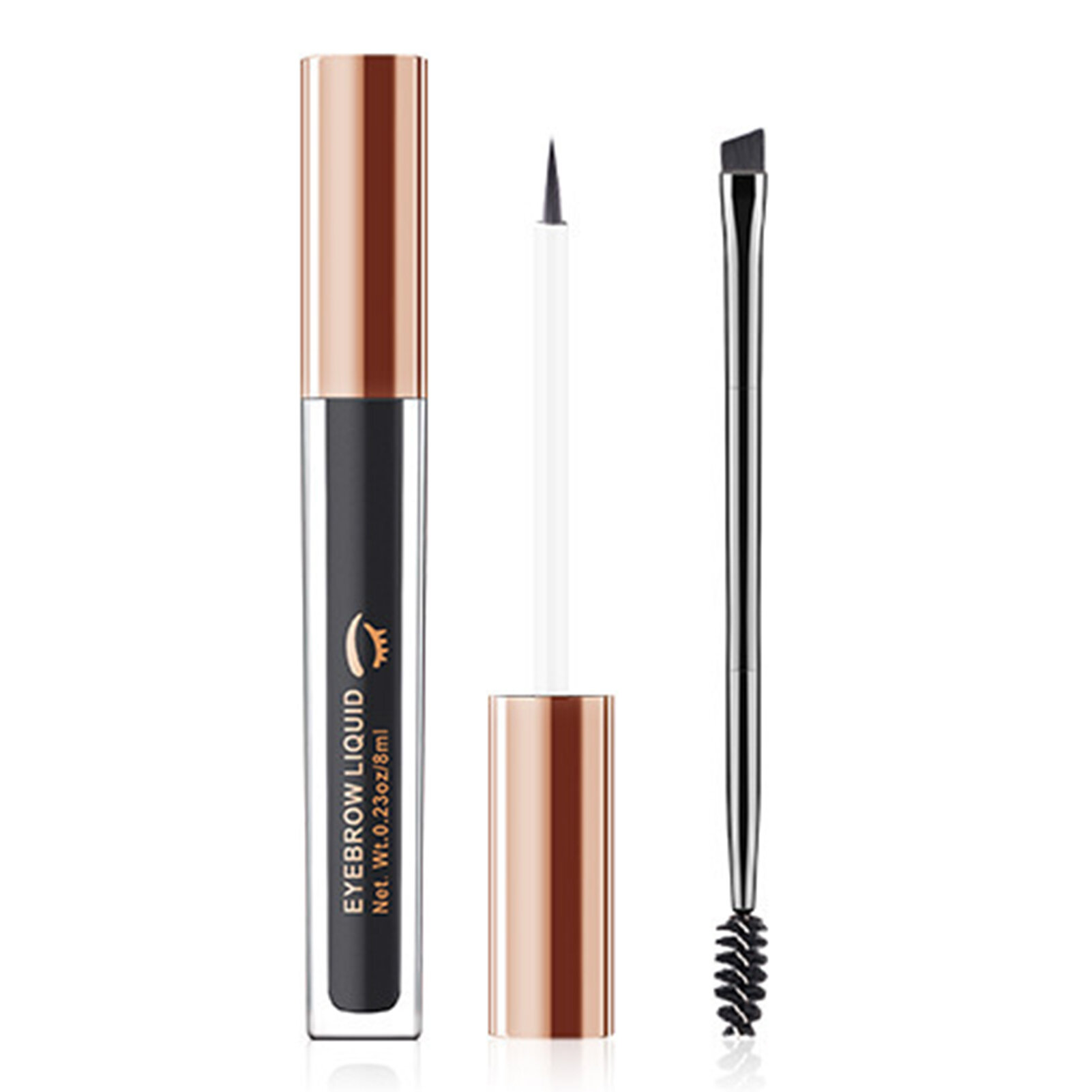 Клеевый пудра для бровей жидкий 8ml трехмерный водонепроницаемый водный карандаш для бровей с двусторонней кистью, цвета: 1# Темно-коричневый, 02# Коричневый, 3# Черный, 4# Кофейный (по выбору), размер товара: 128 * 15мм, размер кисти: 118 * 6мм, вес