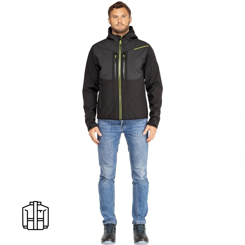 Куртка муж демисез. софтшел HORTEN2 черн/жел р. XXL(арт. HORT2NJXX)