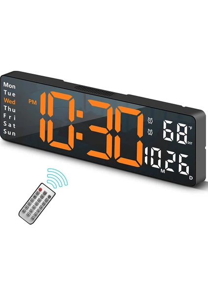 Цифровые Часы: 13-дюймовый Экран с Автояркостью - Большой Дисплей для Легкого Чтения Времени и Температуры Электронные Часы с Пультом и Таймером для Дома Офиса и Спортзала