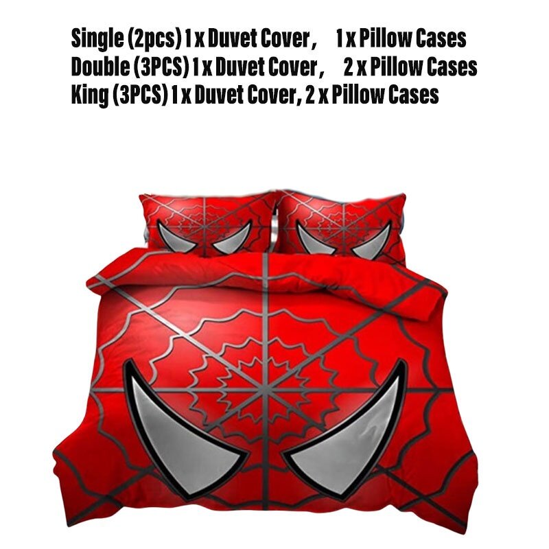 Комплект постельного белья для студентов с дизайном Человека-паука, включает в себя пододеяльник и наволочки, стиль F-двухспальный