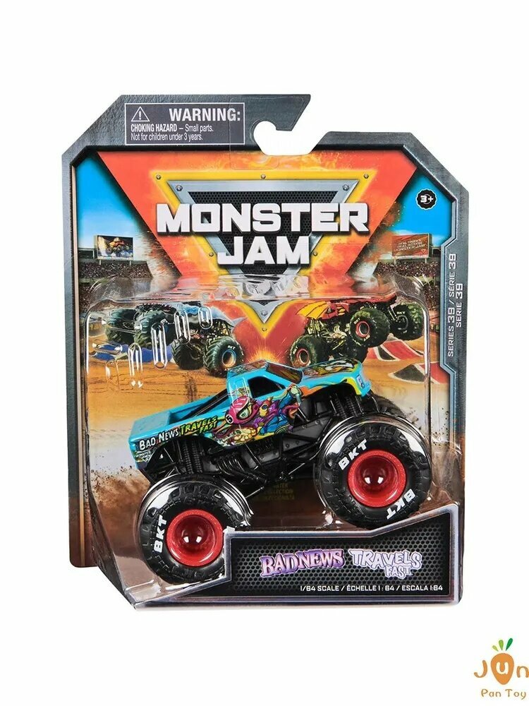 Monster Jam 1:64 Diecast Truck / Детская металлическая игрушечная машина Монстер Джем, масштаб 1:64, с детализированной окраской и проработанными шинами - отличный подарок для коллекции.