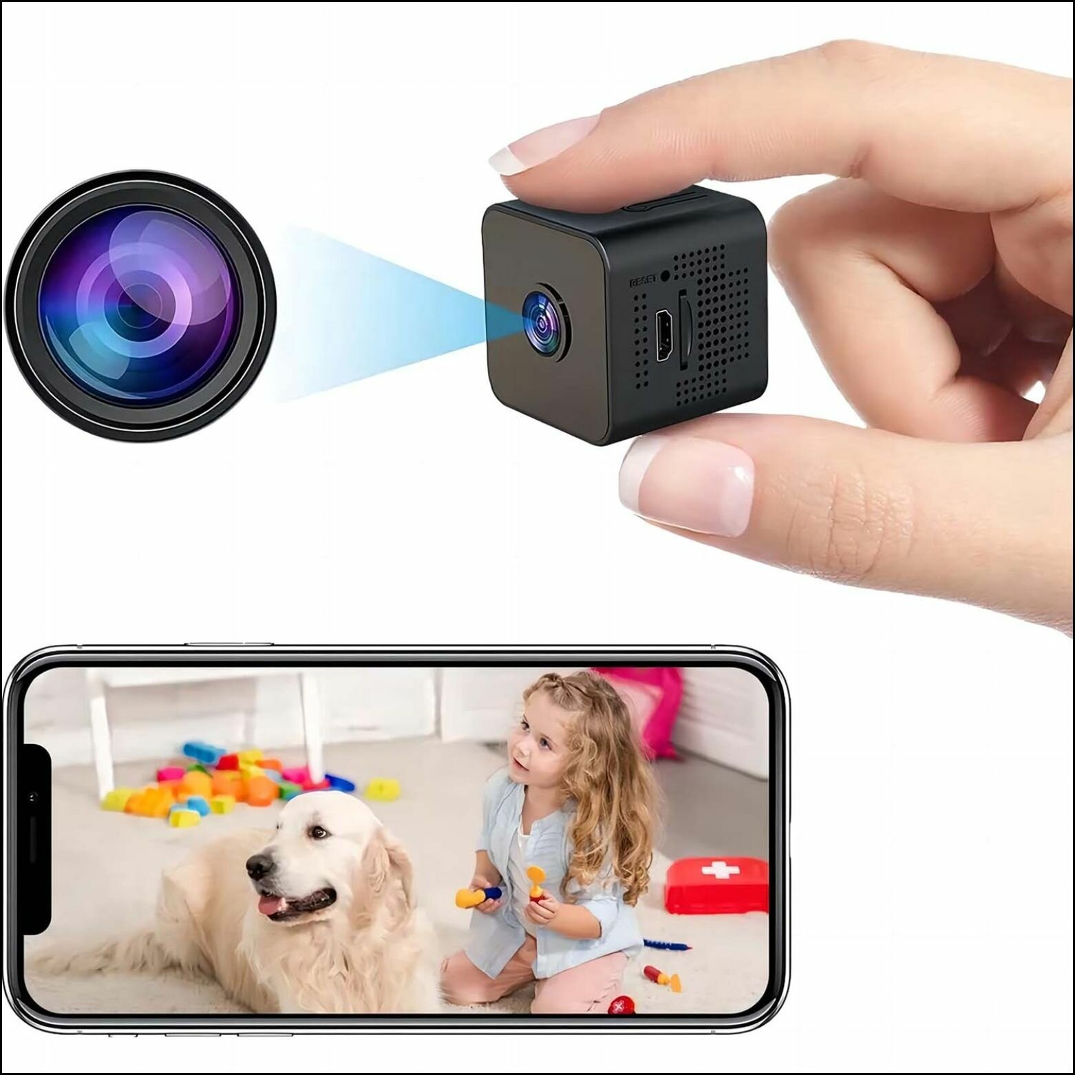 Умная камера видеонаблюдения WiFi 1080P с магнитным креплением для использования внутри и снаружи помещений, радионяня, для наблюдения за домашними животными, спортивная камера