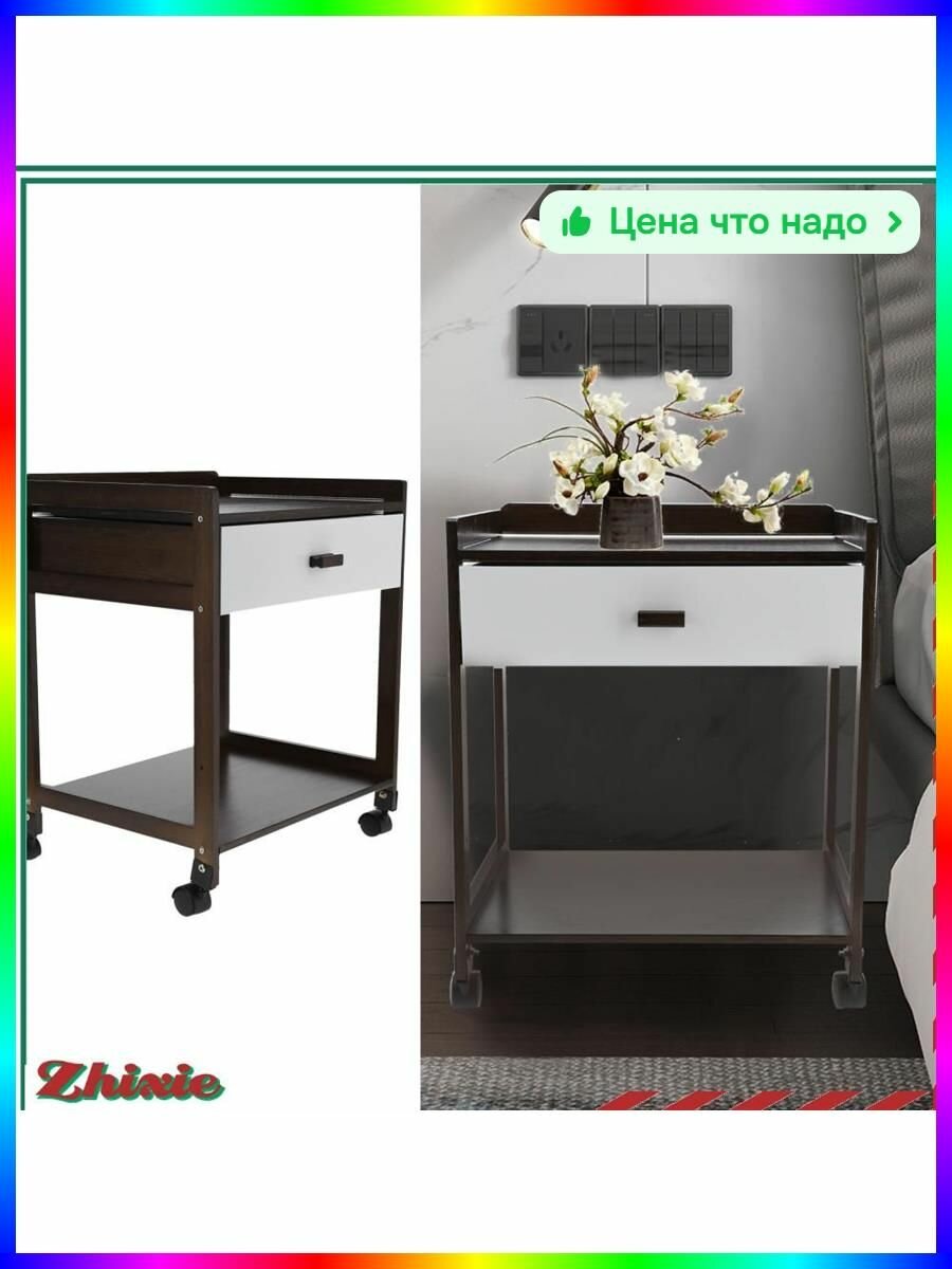 Эко-тумба из бамбука с мобильными колесами, 46x37.5x57 см-31 см