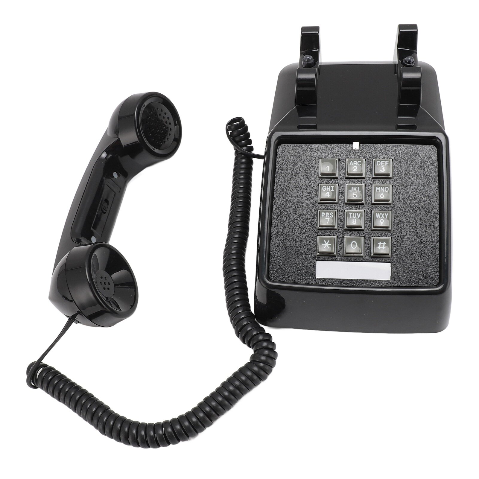 Винтажный проводной телефон с механическим звонком и регулятором громкости, большая кнопка, ретро настольные телефоны для дома и школы, черный
