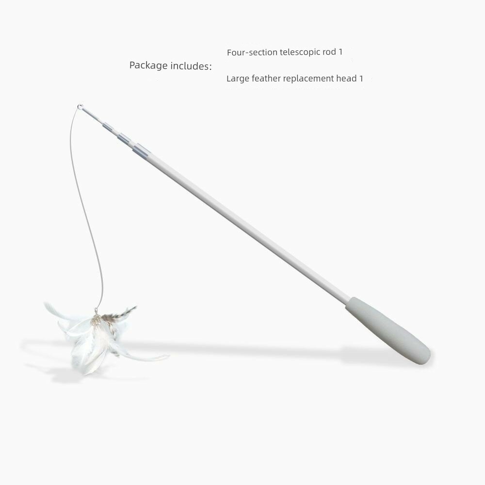 Длинная палочка для дратья кошек, длинная удочка, выдвижная удочка для кошек, 4 секции 1.8m сменная головка с перьями