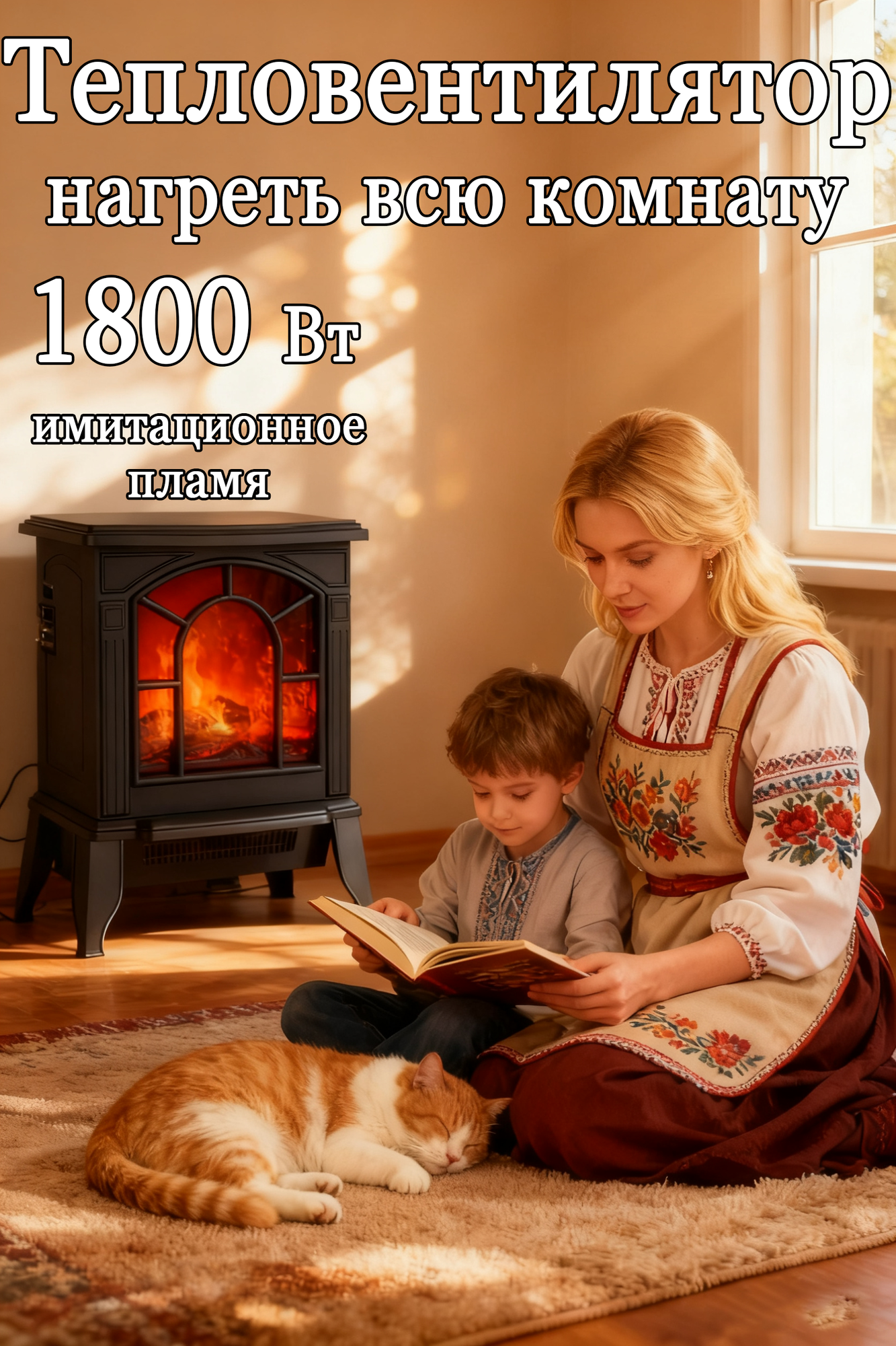 Обогреватель Электрический камин с контролем температуры