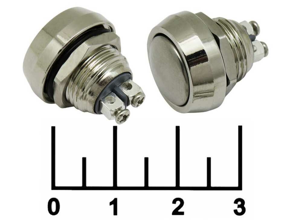 Кнопка PBS-R/R без фиксации антивандальная металл 2 контакта под винт 28B (12мм) (PBS-28B)