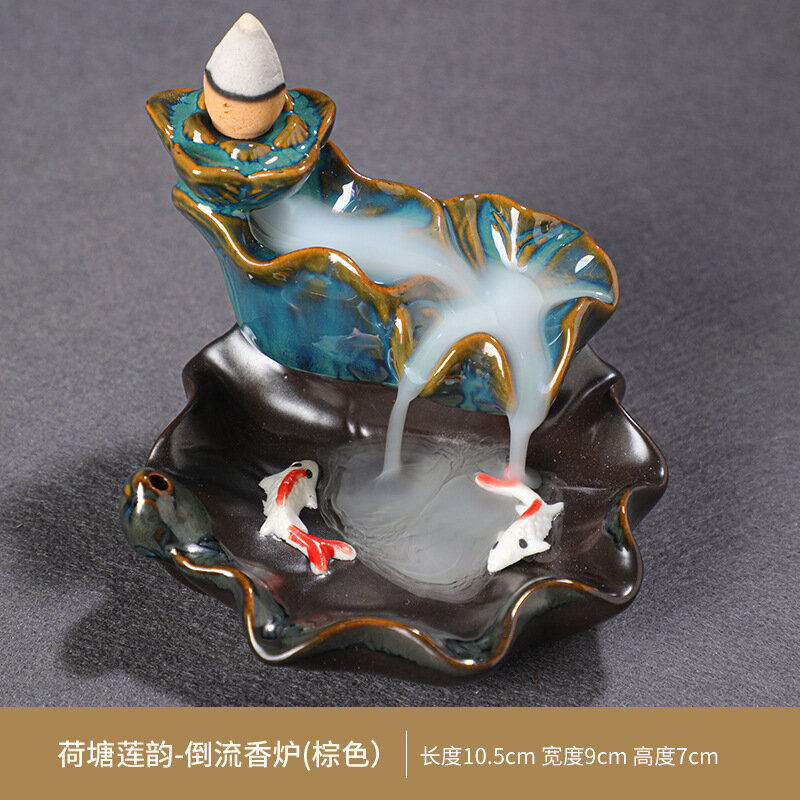 Кадильница с обратным потоком, креативный домашний декор, керамическое изделие, дзен-орнамент, рыбки, сандаловое дерево, орнаментальный кросс-бордер
