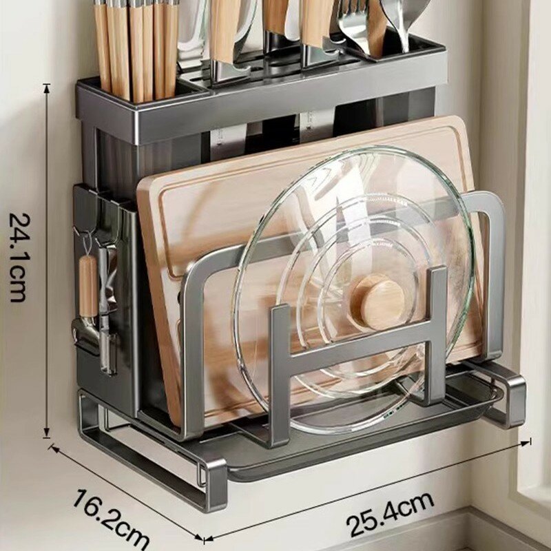 Стойка для кухонных ножей, стойка для хранения, держатель для крышек кастрюль и разделочных досок, многофункциональный органайзер для ножей и разделочных досок