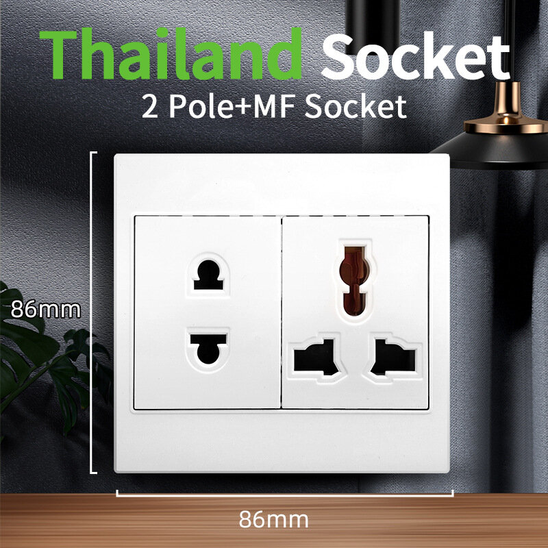 Универсальная настенная розетка с тайскими и американскими разъемами и USB Type-C Модель：2-полюсная и MF-розетка