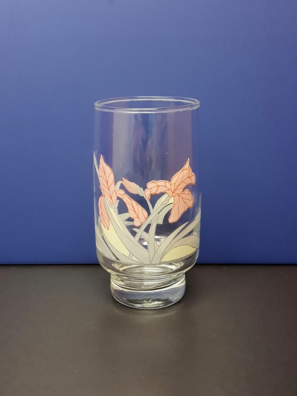 Винтажный стакан "Магнолия" стекло, деколь, Франция 80-90е