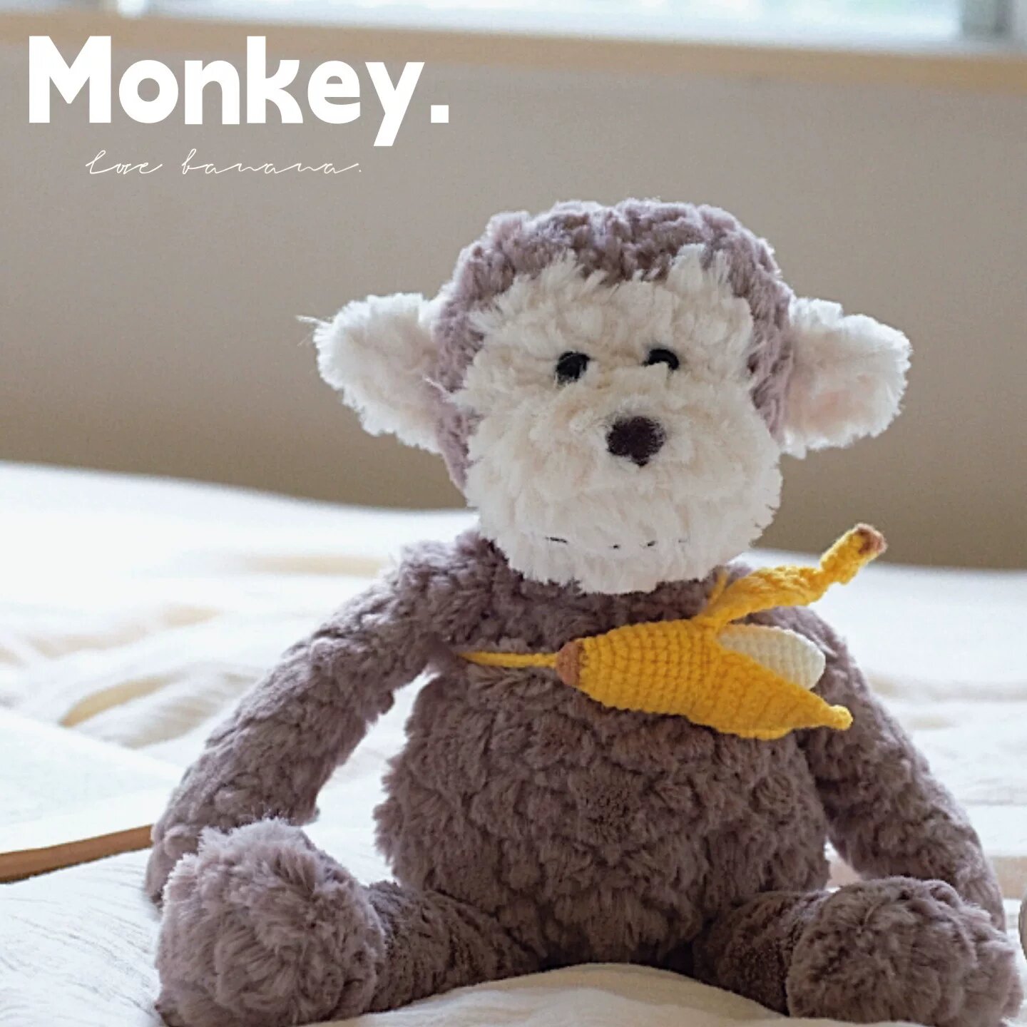 Милая плюшевая обезьяна с бананом, 36 см высотой, мягкая игрушка для сна детей с комфортом