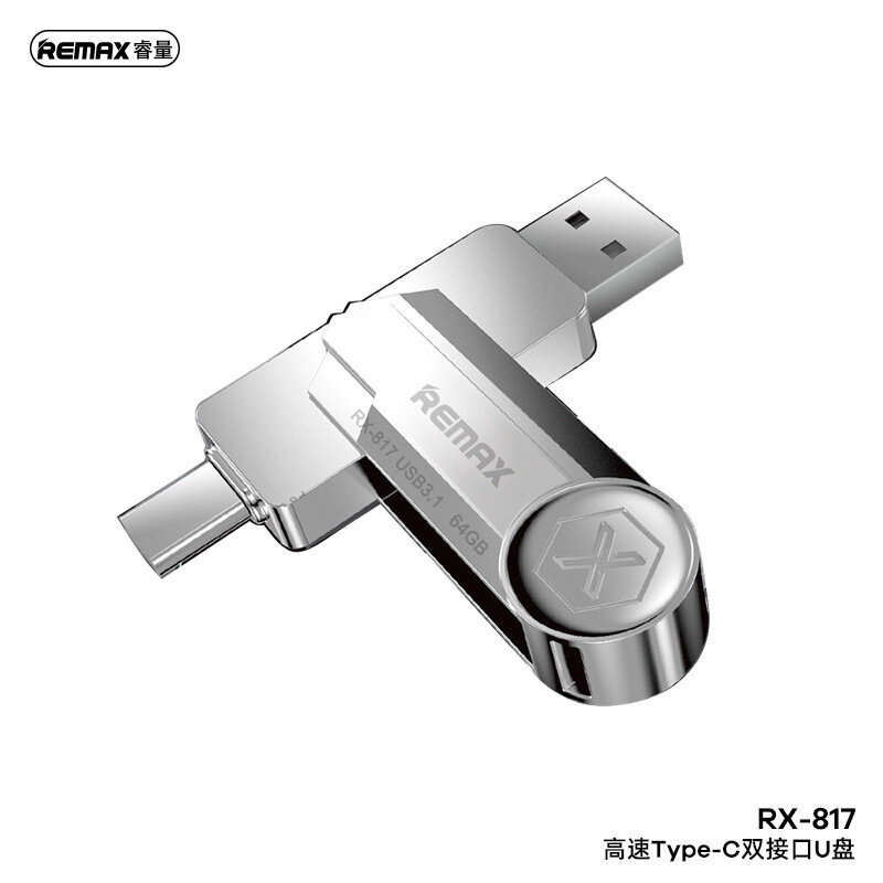 Флеш-накопитель Remax с высокоскоростным двойным USB-портом, интерфейс Type-C, высокоскоростная передача, вращающийся, для мобильного телефона и компьютера, подарок с логотипом
