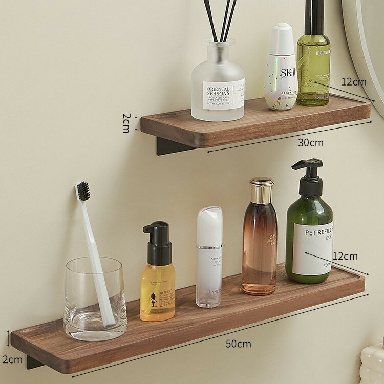 Стеллаж для хранения из орехового дерева, новый китайский стиль, легкая роскошь, ванная комната, многослойная доска из массива дерева, настенный хранительный шкаф, одиночная доска