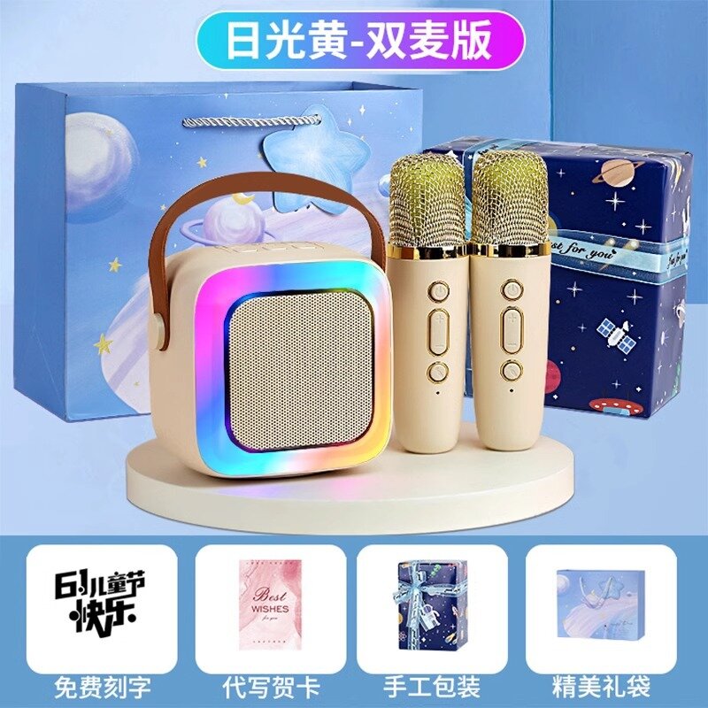 Микрофон и динамик, интегрированный микрофон, домашний караоке-набор, беспроводной Bluetooth-динамик для пения детей