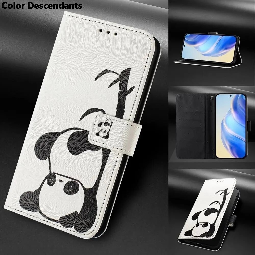 Чехол-книжка для ITEL S24 с пандами, белый