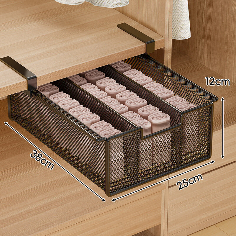 Стеллаж для хранения в шкафу с выдвижными полками, подвесной органайзер для ящиков под шкафом, подвесная корзина для нижнего белья в шкафу.