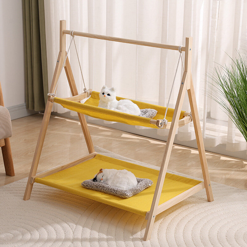 Деревянная висячая кошачья кровать - двухъярусная или однорядная гамак для кошек круглогодичного использования
