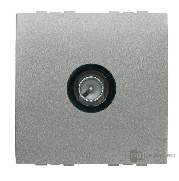 Розетка проходная BTicino 2 модуля одинарная ТВ пластмасса алюминий