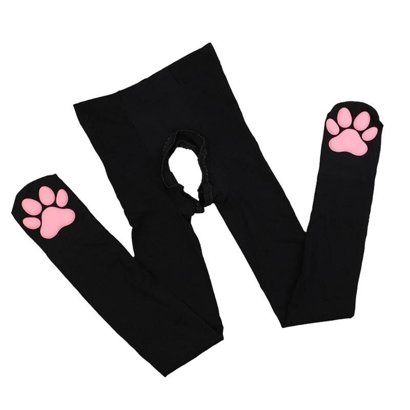 Женские вельветовые чулки с кошачьими лапками, Черный