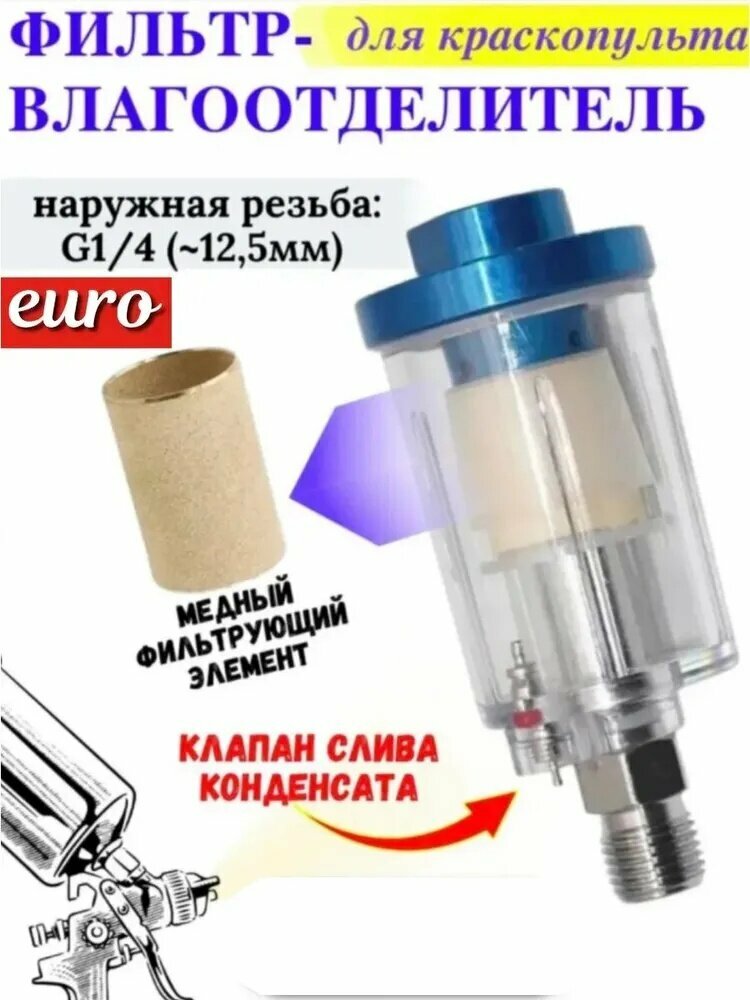 Фильтр для компрессора воздушного, влагоотделитель для краскопульта