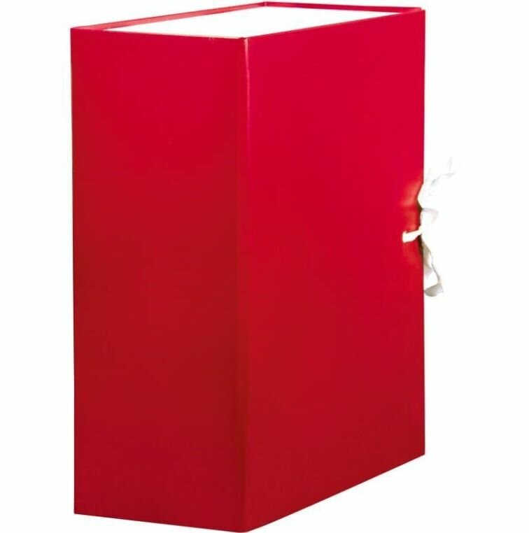Короб архивный 120мм 2 завязки 1000л бумвинил 320х240х120мм OfficeSpace красный