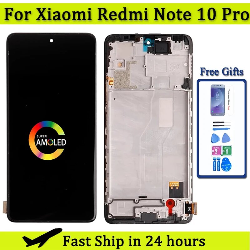 6,67 'AMOLED для Xiaomi Redmi Note 10 Pro ЖК-дисплей с цифровым преобразователем AMOLED No Frame