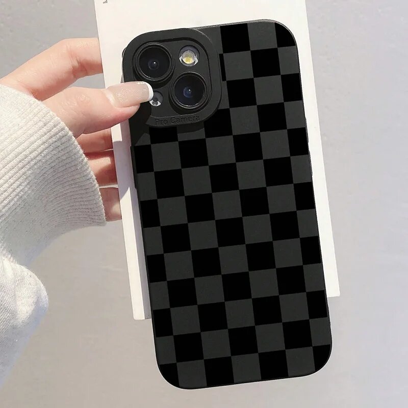 Черный шахматный чехол для Poco F7, Color: 4