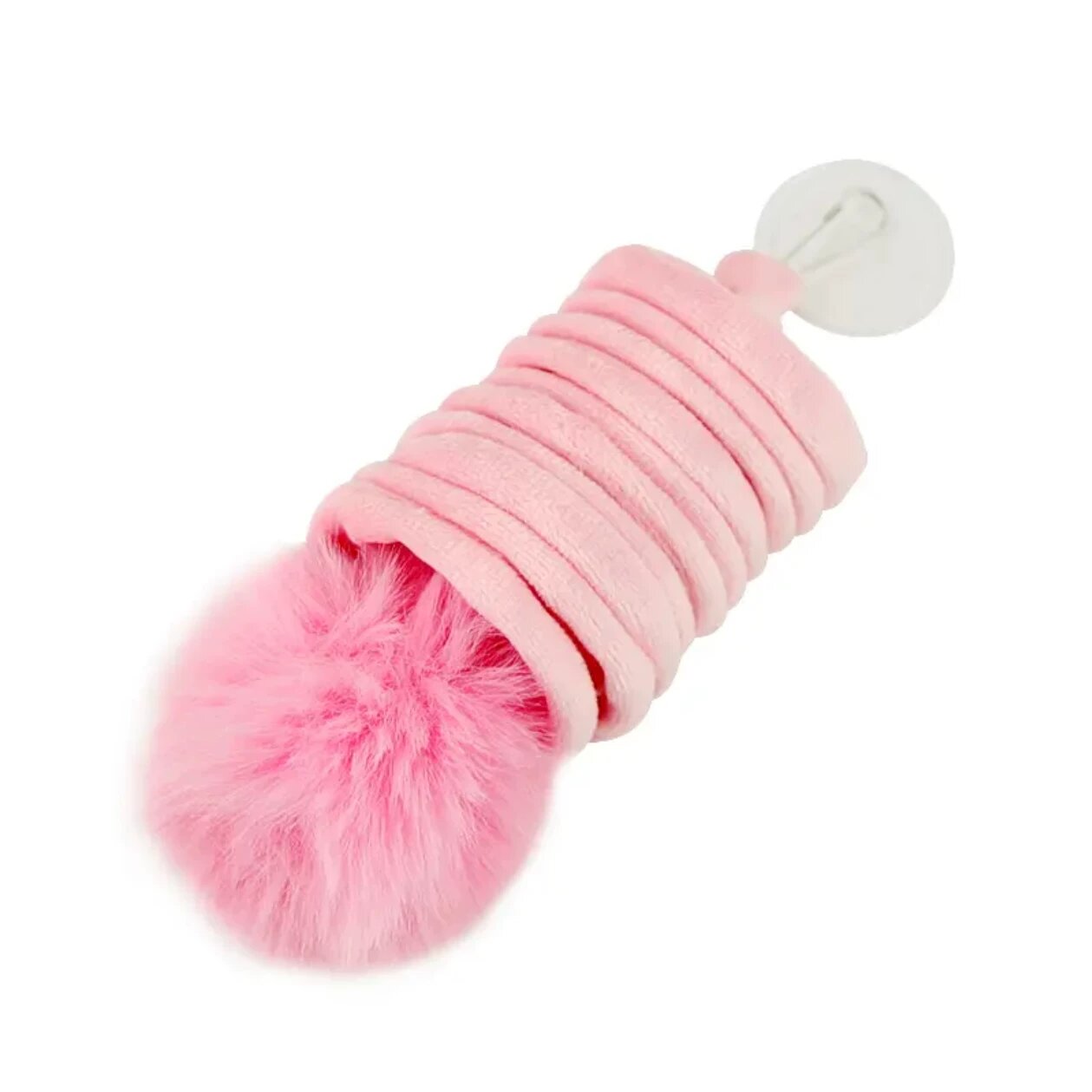 Эластичный подвешивающийся котенок игрушка-шар с кроличьим мехом, розовый, одна штука для кошек - интерактивное