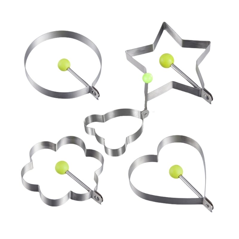 5шт Многофункциональных Форм Для Яиц Из Нержавеющей Стали В Форме Круглого Сердца, Цветка, Звезды И Мыши Для Творческого Приготовления Пищи