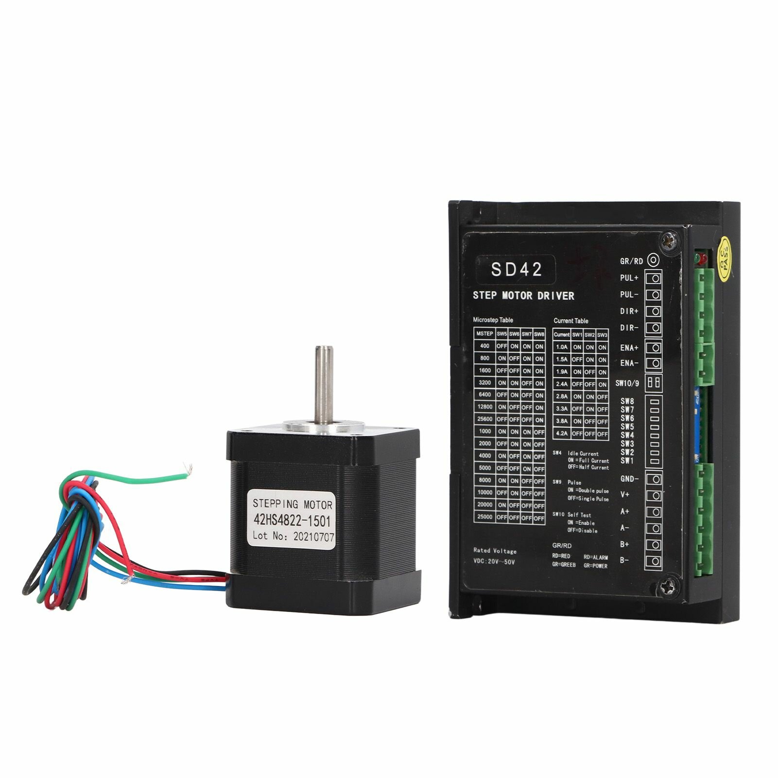 Шаговый двигатель 42HS4822-1501, драйвер SD42, DC20-50В, большой момент, низкий шум