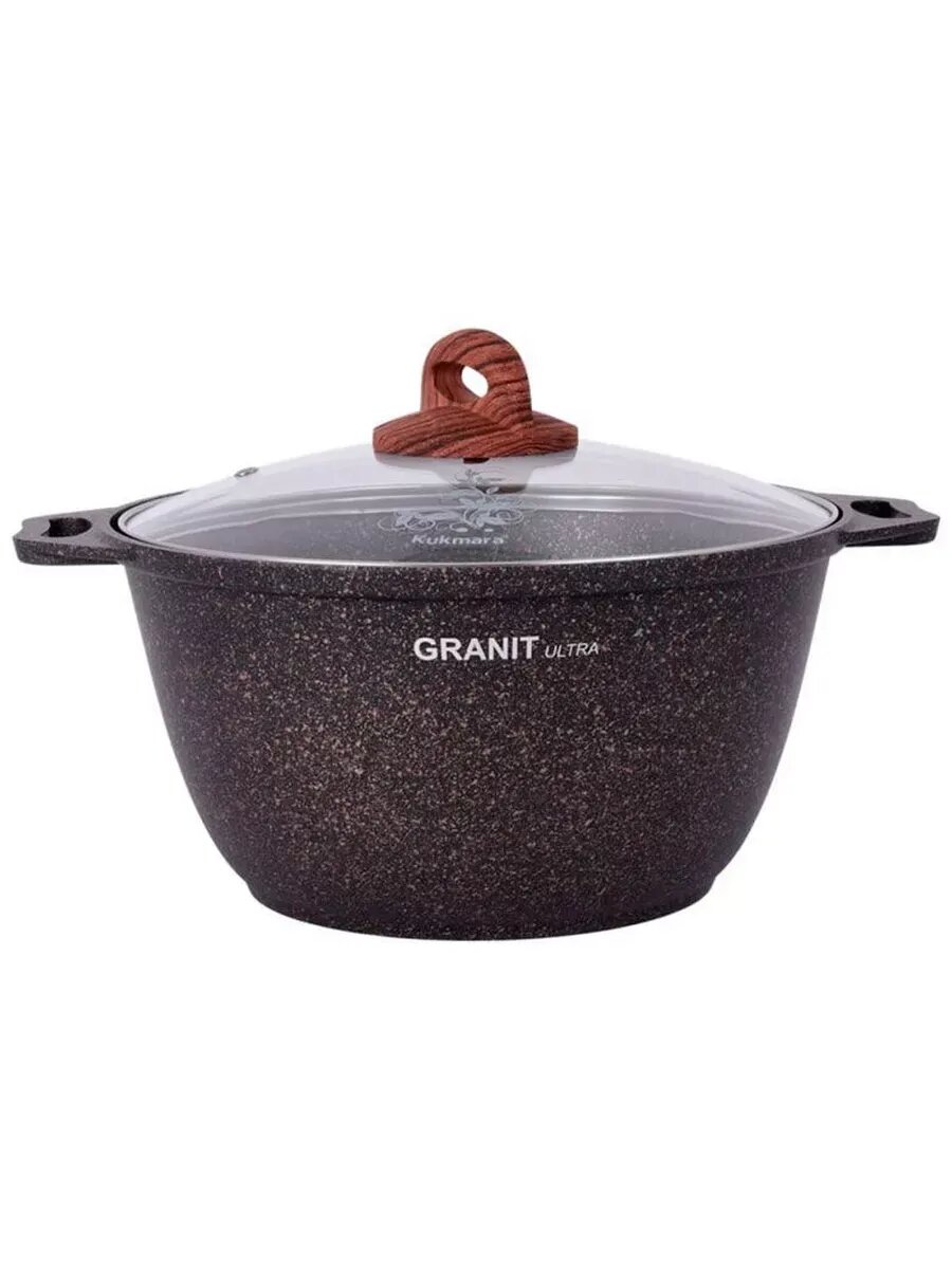 Кастрюля 4 л со стеклянной крышкой, Granit ultra