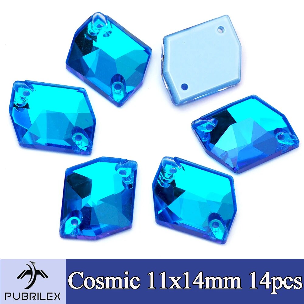 Стразы Pubrilex Cosmic Blue 11x14 мм, 14 шт