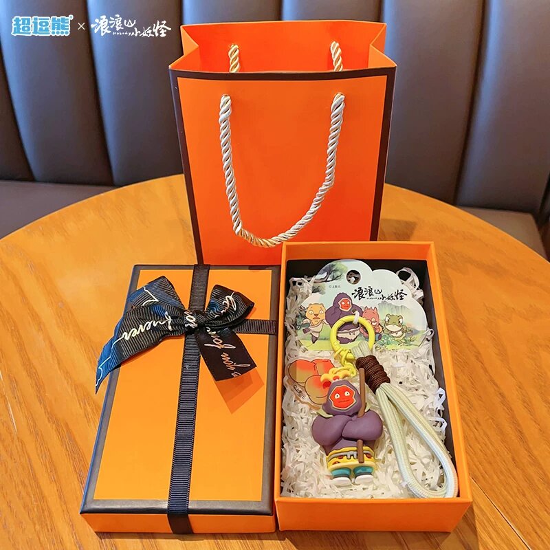 Официальный плюшевый брелок из фильма «Ланглань-Горы» — Горилла Монстр, оранжевая подарочная коробка с мешком, 5 см