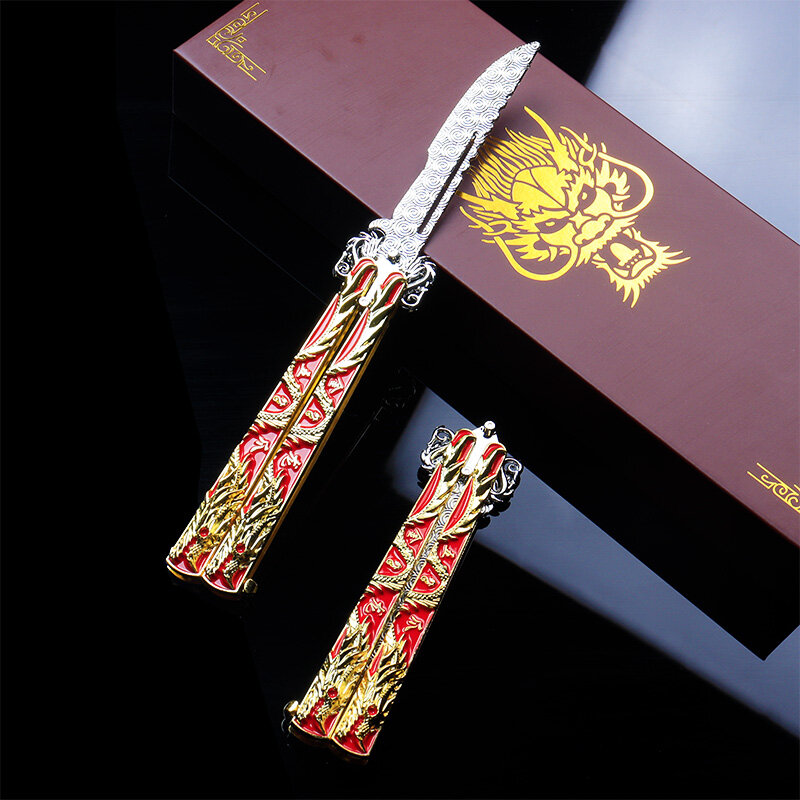Нож-бабочка с пятью когтями, золотой дракон, складной нож-бабочка, игрушка, модель без лезвия, стильный тренировочный нож для детей