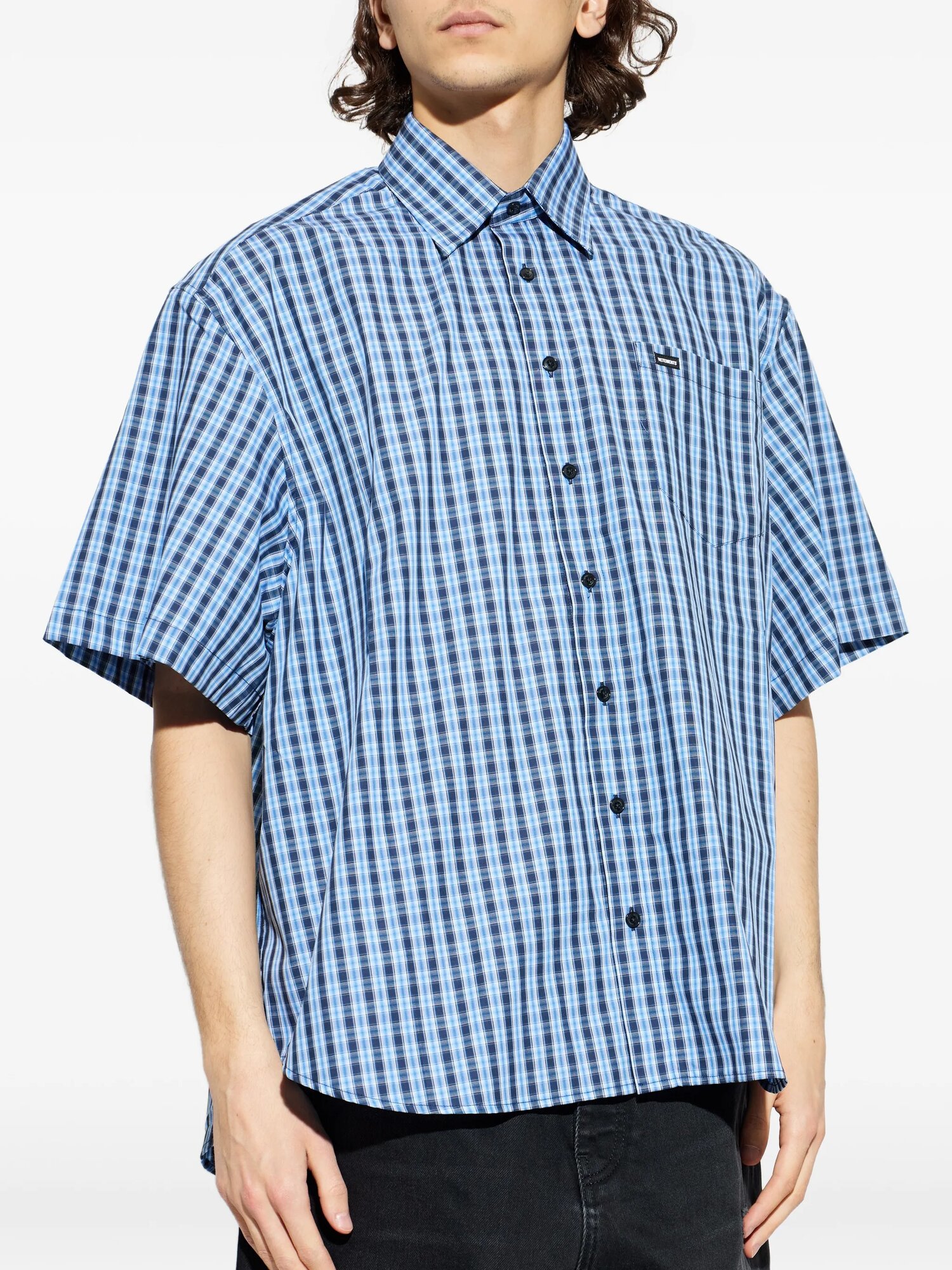 Рубашка Vetements Check pocket shirt, размер XL, синий — фото 1