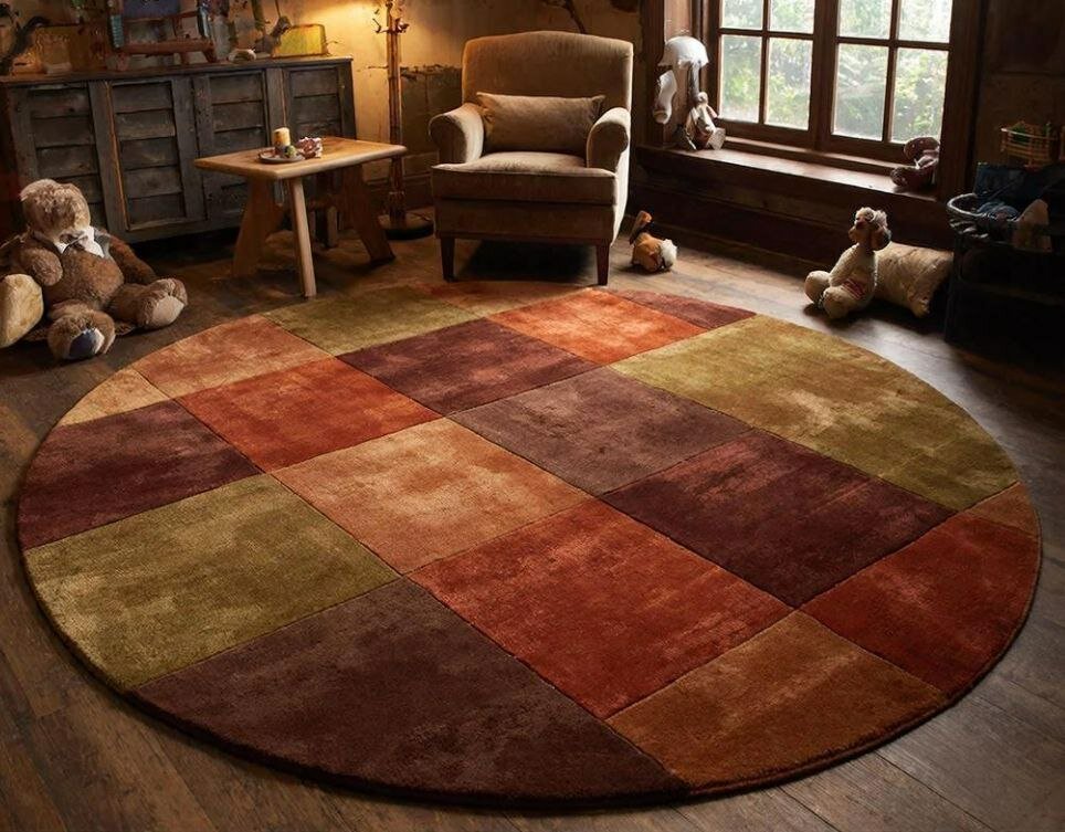 Ковер натуральный шерстяной ручной работы однотонный круглый тонкая нитка очень нежный и теплый размер 50 на 50