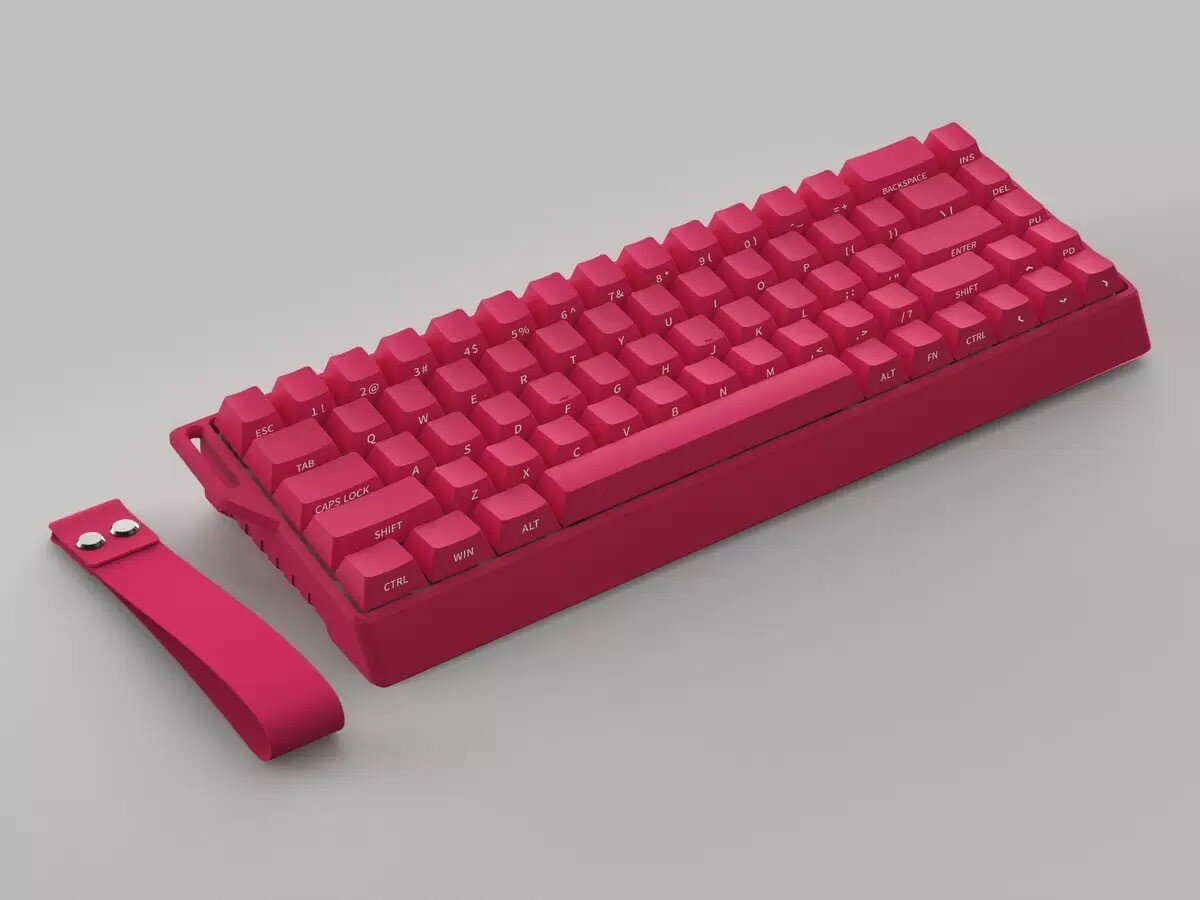 Компактная механическая игровая клавиатура K68 68-клавишная ягодно-красная с подсветкой, 3-режимная беспроводная