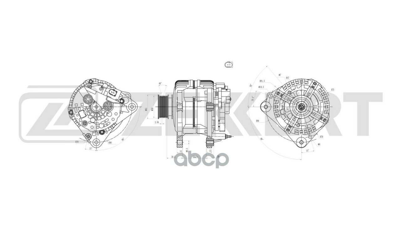 Генератор VW Golf IV 97- Fox II 03- Audi A3 96- A2 00- TT 99- Skoda Octavia (1U2 1U5 1Z3 1Z5) 9 Zekkert арт. ge-1035