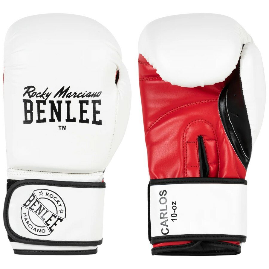 Боксерские перчатки Benlee Carlos бело-красные, 10 унций