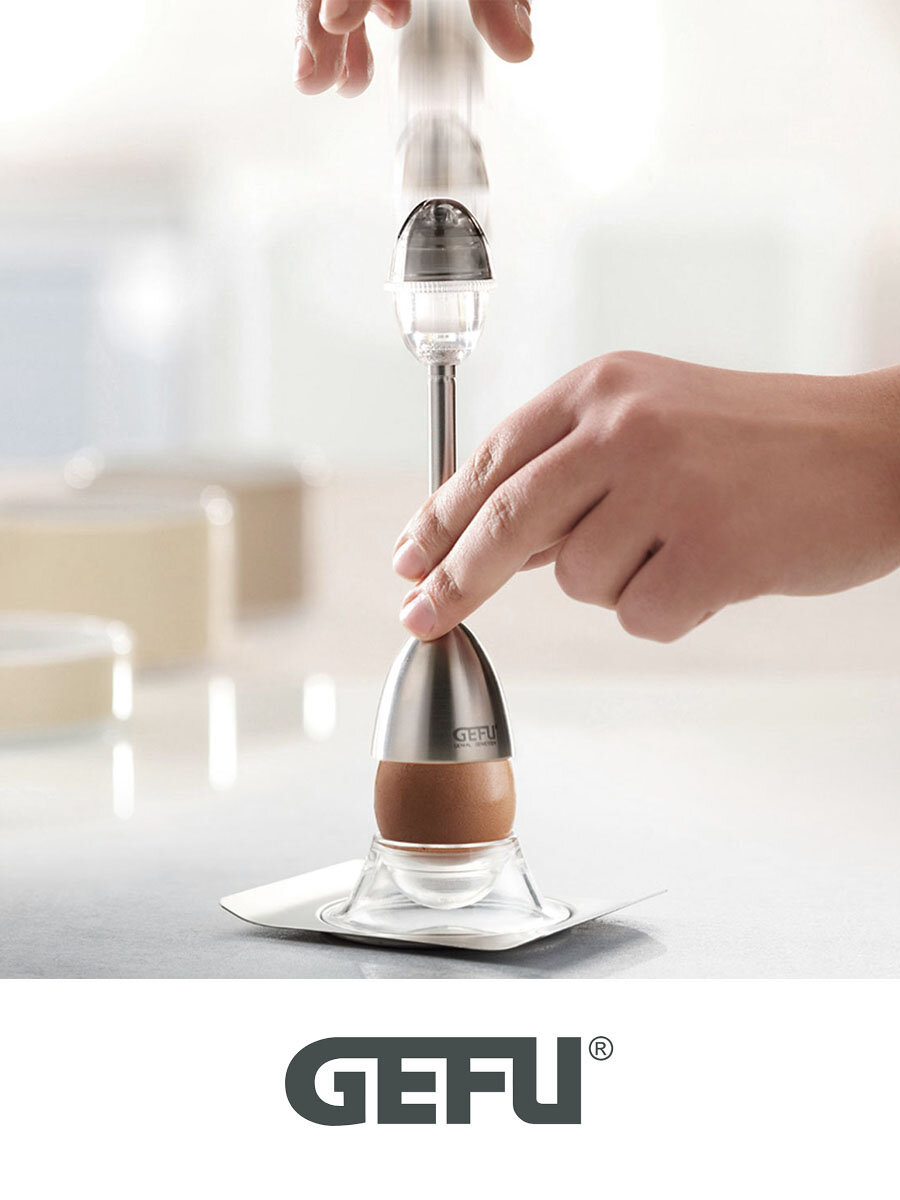 Очиститель яичной скорлупы с солонкой Gefu, 16,9 см, нержавеющая сталь, пластик, стальной