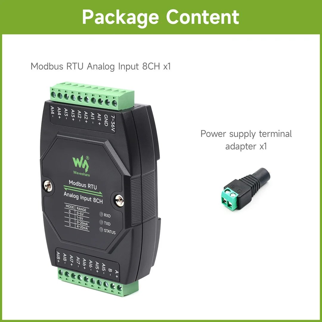 Waveshare Modbus RTU Analog Input 8CH Input 8CH 0-5V