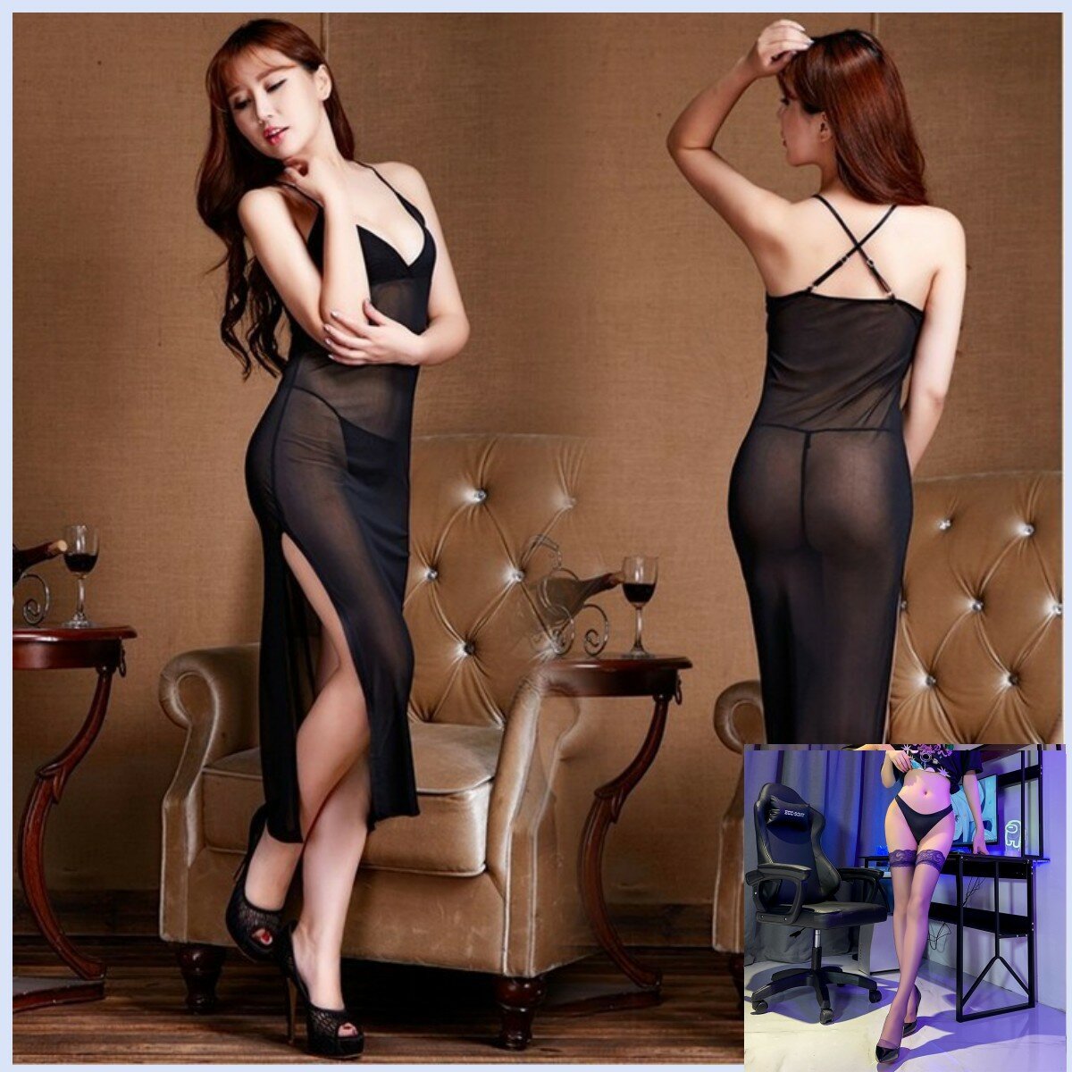 Сексуальное нижнее белье, женское сексуальное ночное платье, длинное платье, прозрачная камисоль, ночное платье, сетчатый наряд, разрез, соблазнительное однотонное платье, дропшиппинг