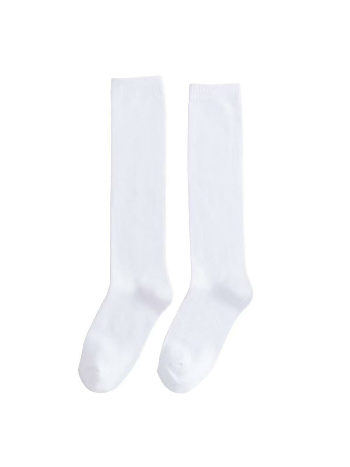 Мужские длинные носки из хлопка, однотонные, Белый
