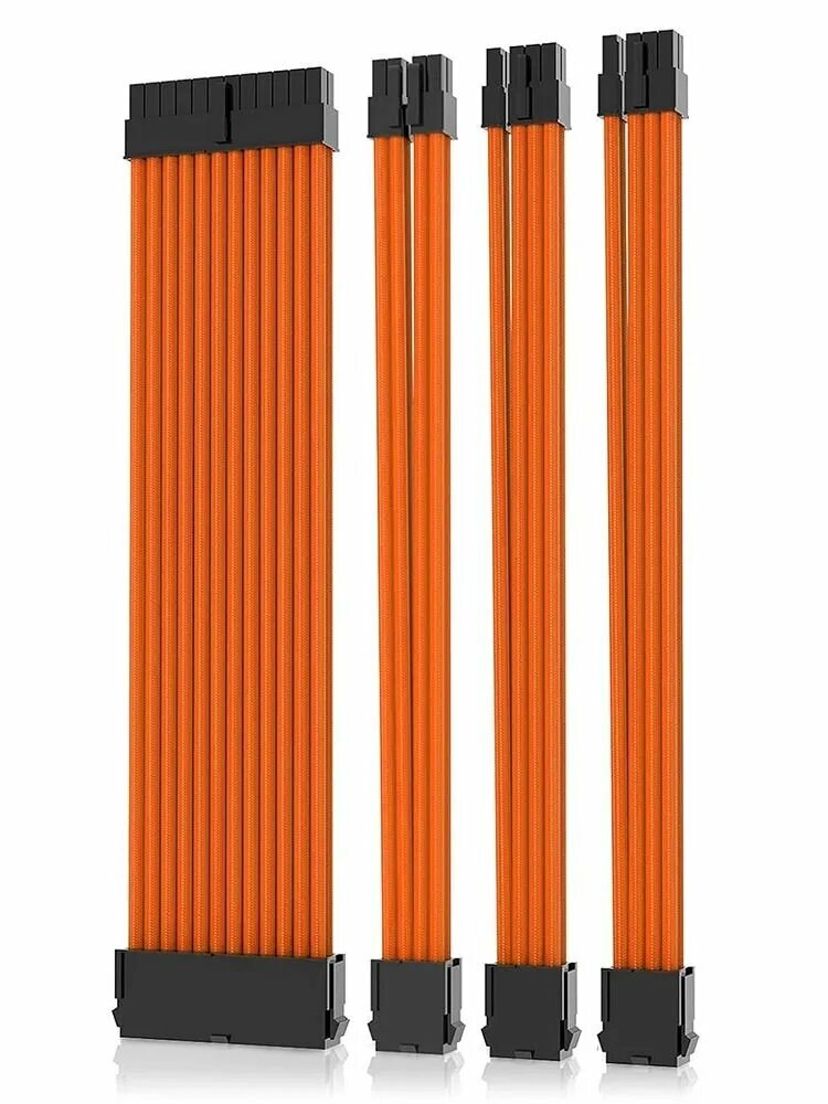 EBAICFI Удлинитель кабеля PCI-E 6+2-pin/PCI-E 8-pin, ATX 12V 8-pin, 0.3 м, оранжевый, черный