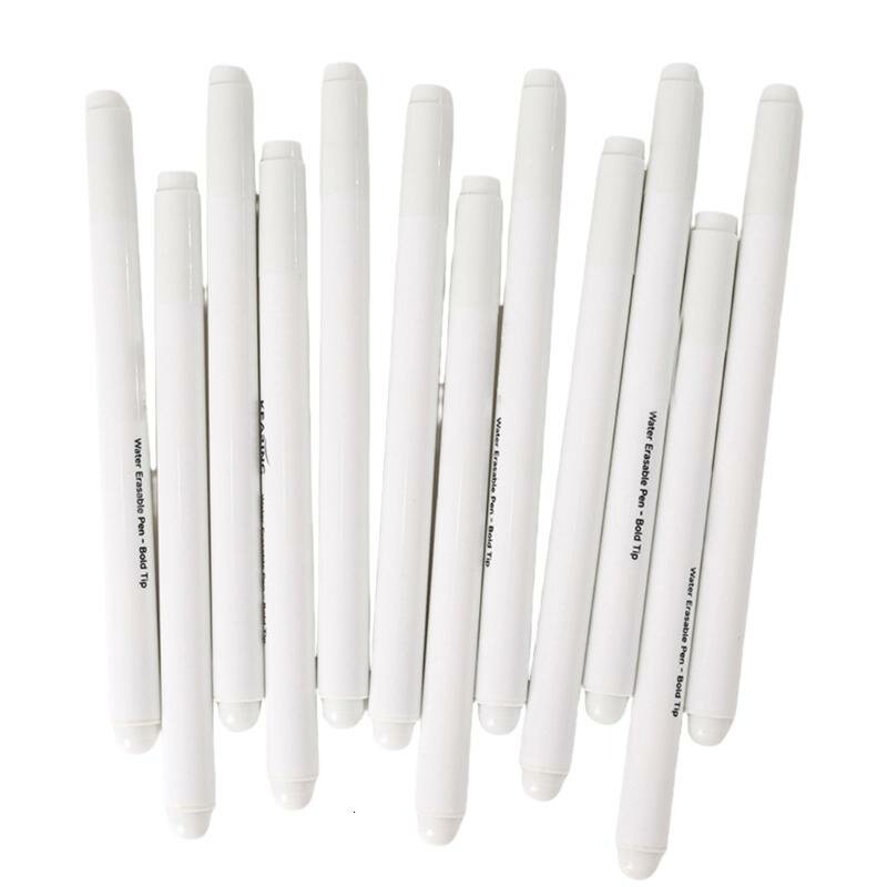 Маркер для ткани 12 шт, смываемый, стираемый, Белый 1 мм