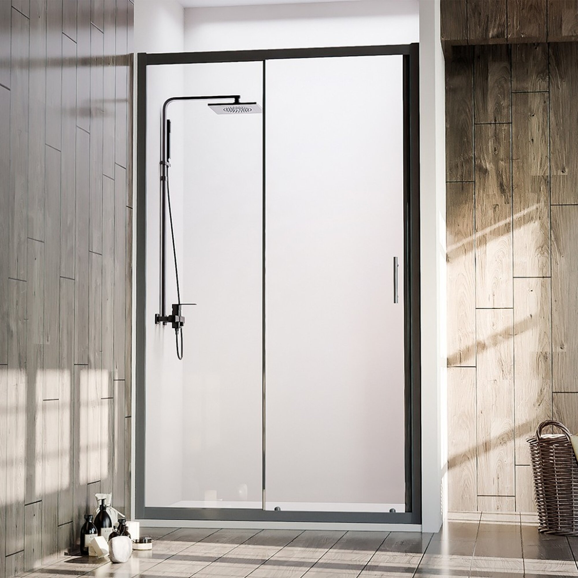 Душевая дверь Veconi Vianno VN-72B, 1200x1900, черный, стекло прозрачное