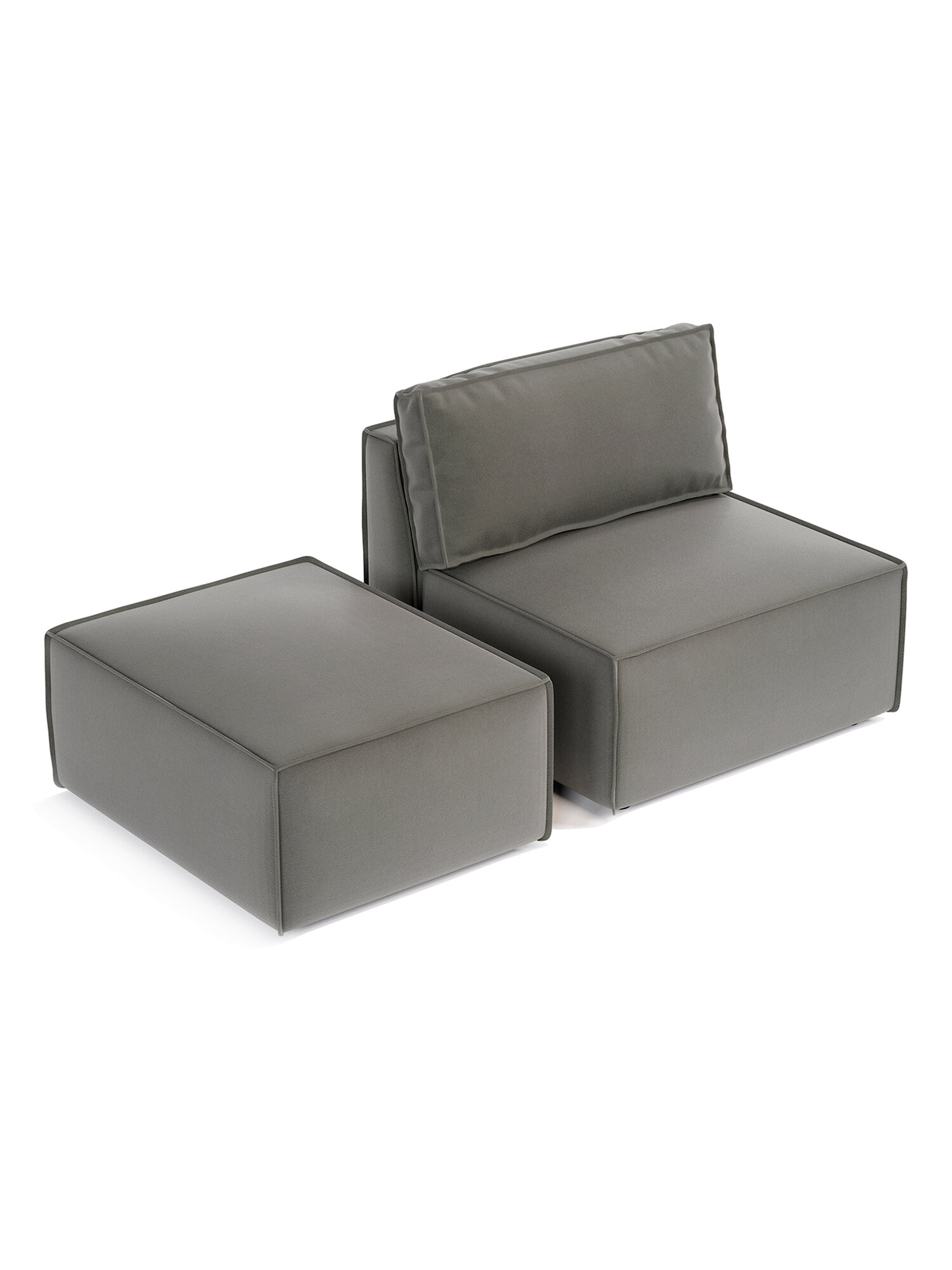 Модули диван и пуф Гамма 95х95х70 см, независимый пружинный блок, велюр серый