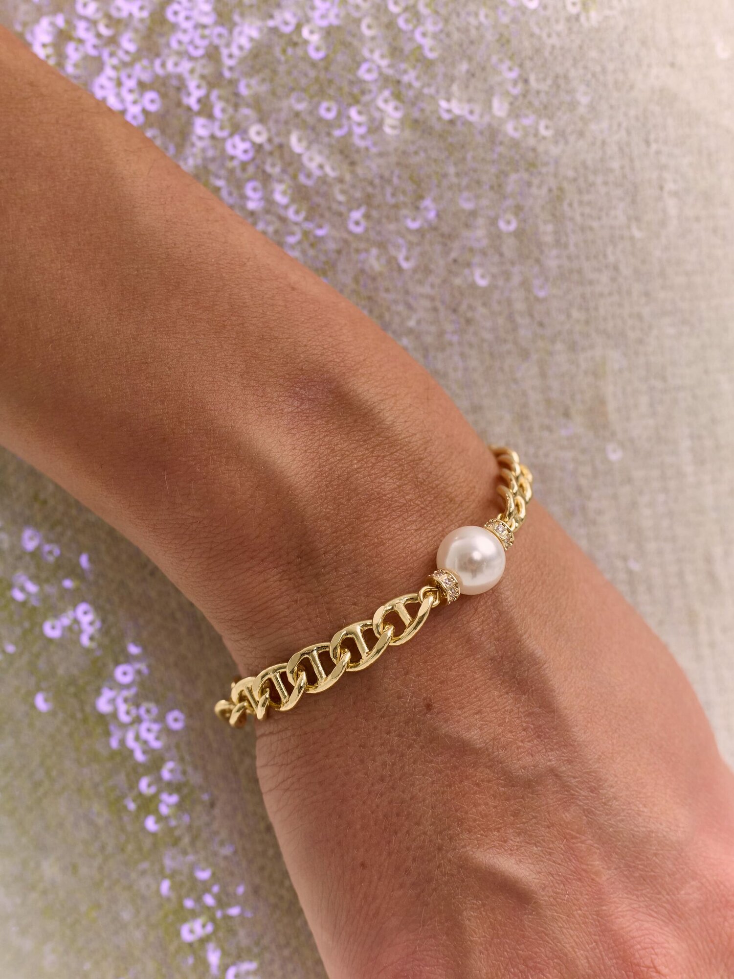 Браслет-цепочка, жемчуг Swarovski синтетический